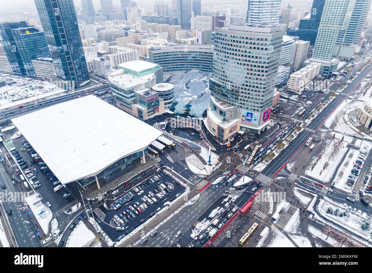 11.21.2022 Warsaw, Poland. High angle shot of Warsaw train ...