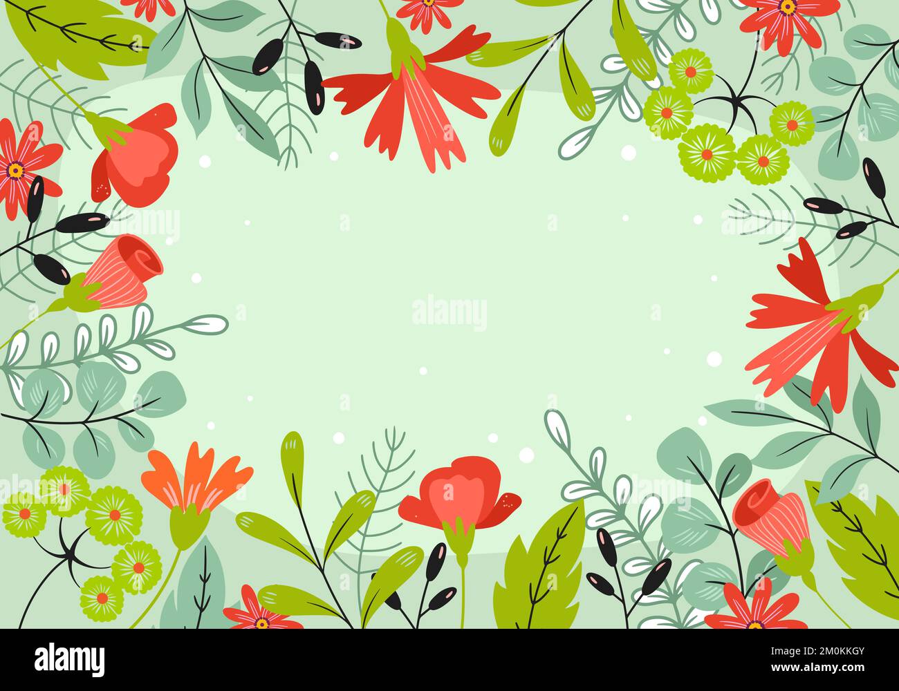 colorful flower cartoon background withe leaves and flowers Stock ...
