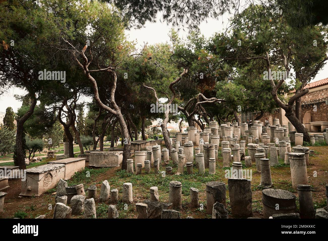 Tomb stone pillar at Kerameikos athens Greece Stock Photo - Alamy