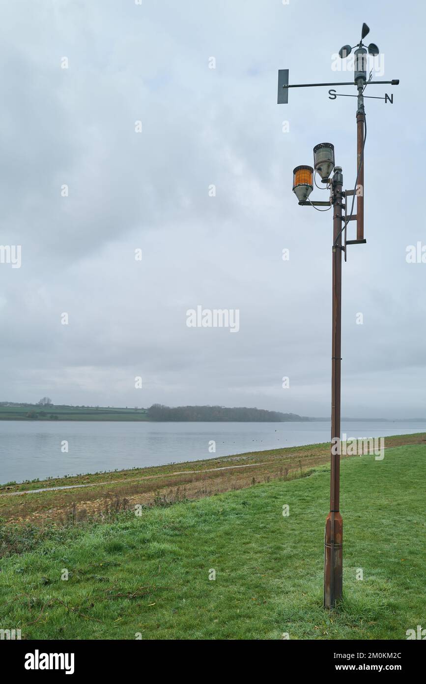 Meteorological measurement device (weather station) by a lake Stock ...
