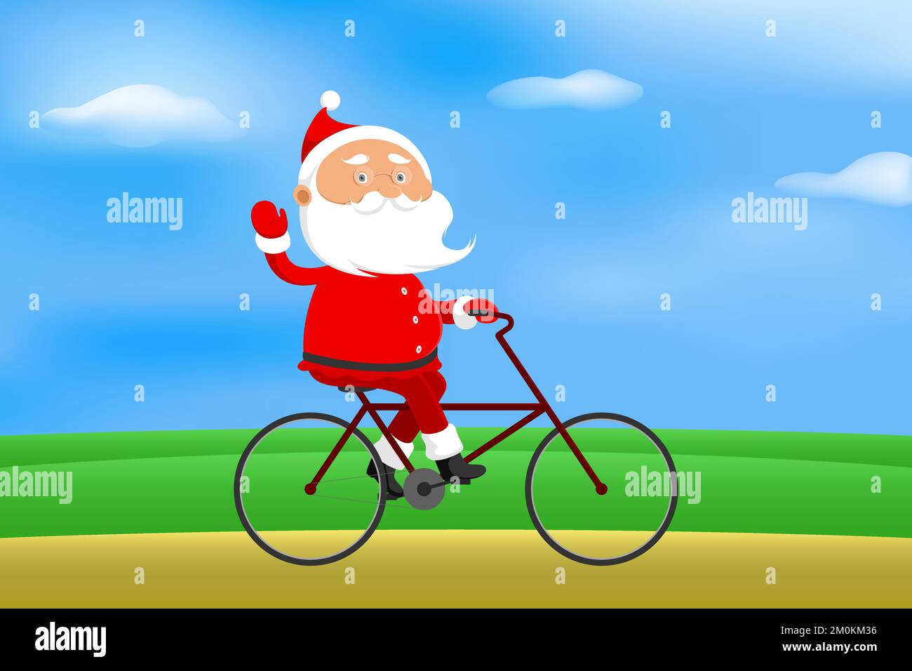 Santa Claus riding on bicycle. Vector illustration Stock Vector Image ...