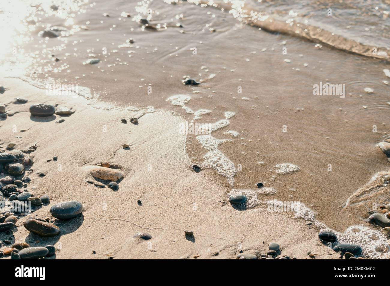 Abstract sea summer ocean sunset nature background. Small waves on ...