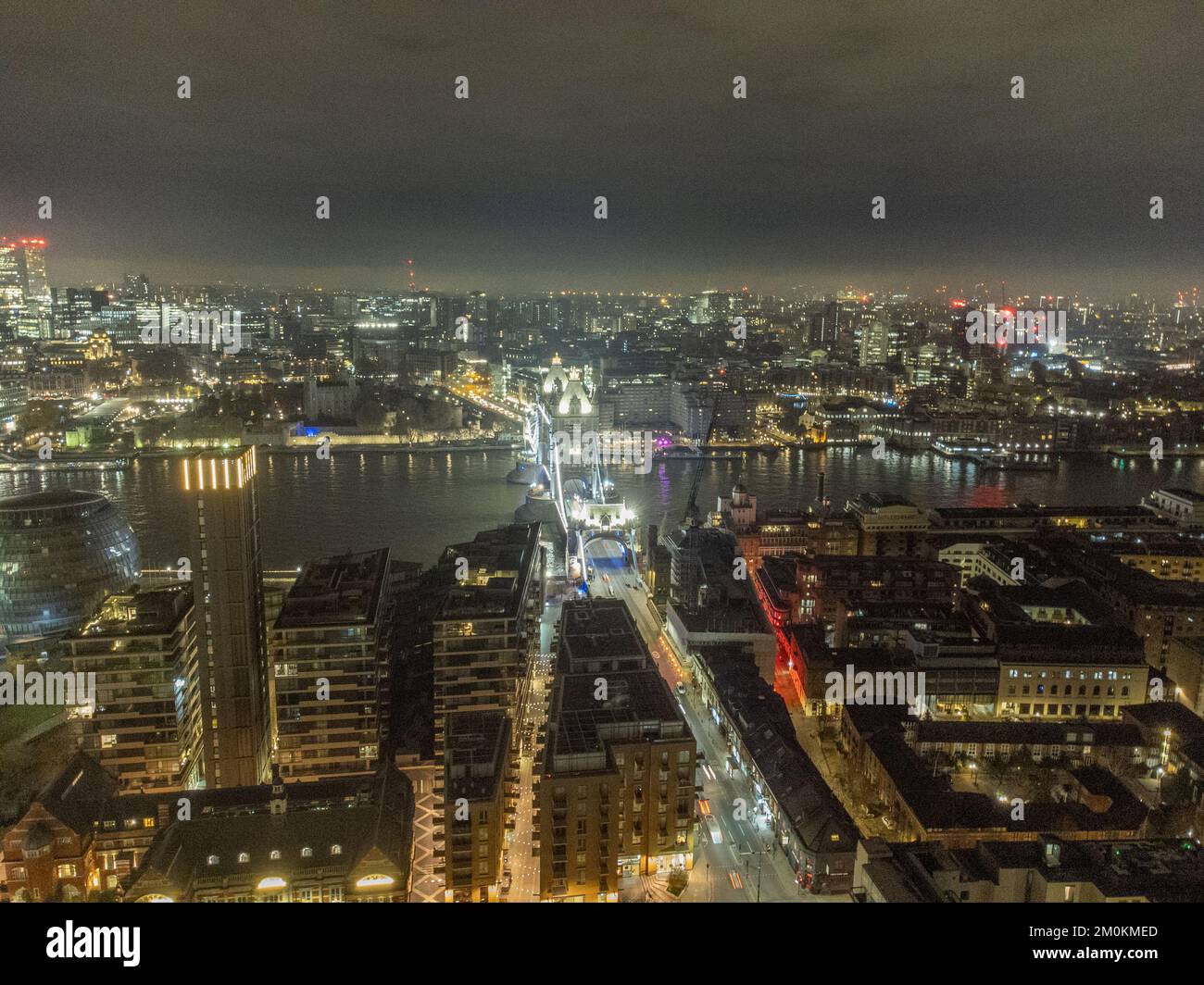 Aerial image showing the glow of London at night Stock Photo - Alamy