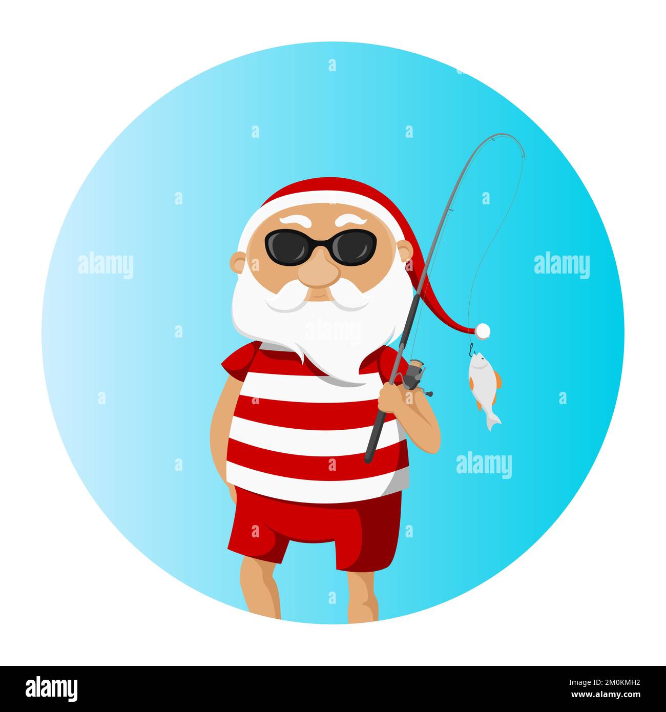 Santa with fishing rod. Vector illustration Stock Vector Image & Art ...