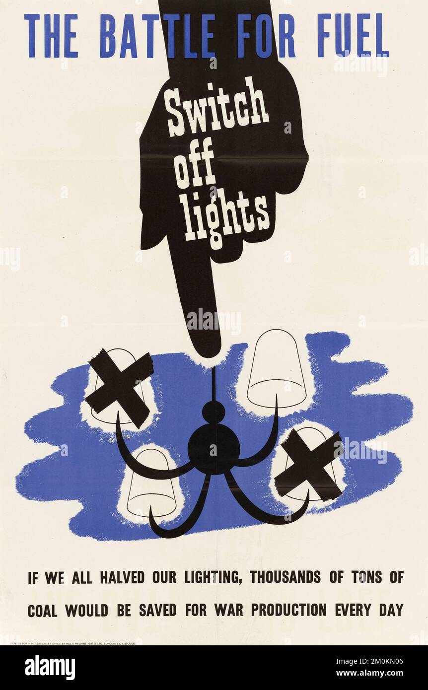Switch off lights, World War II poster Stock Photo - Alamy