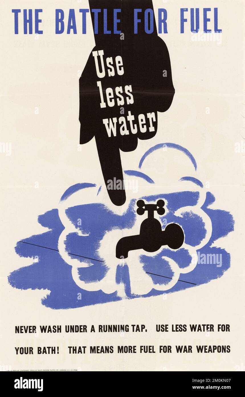 Use less water, World War II poster Stock Photo - Alamy