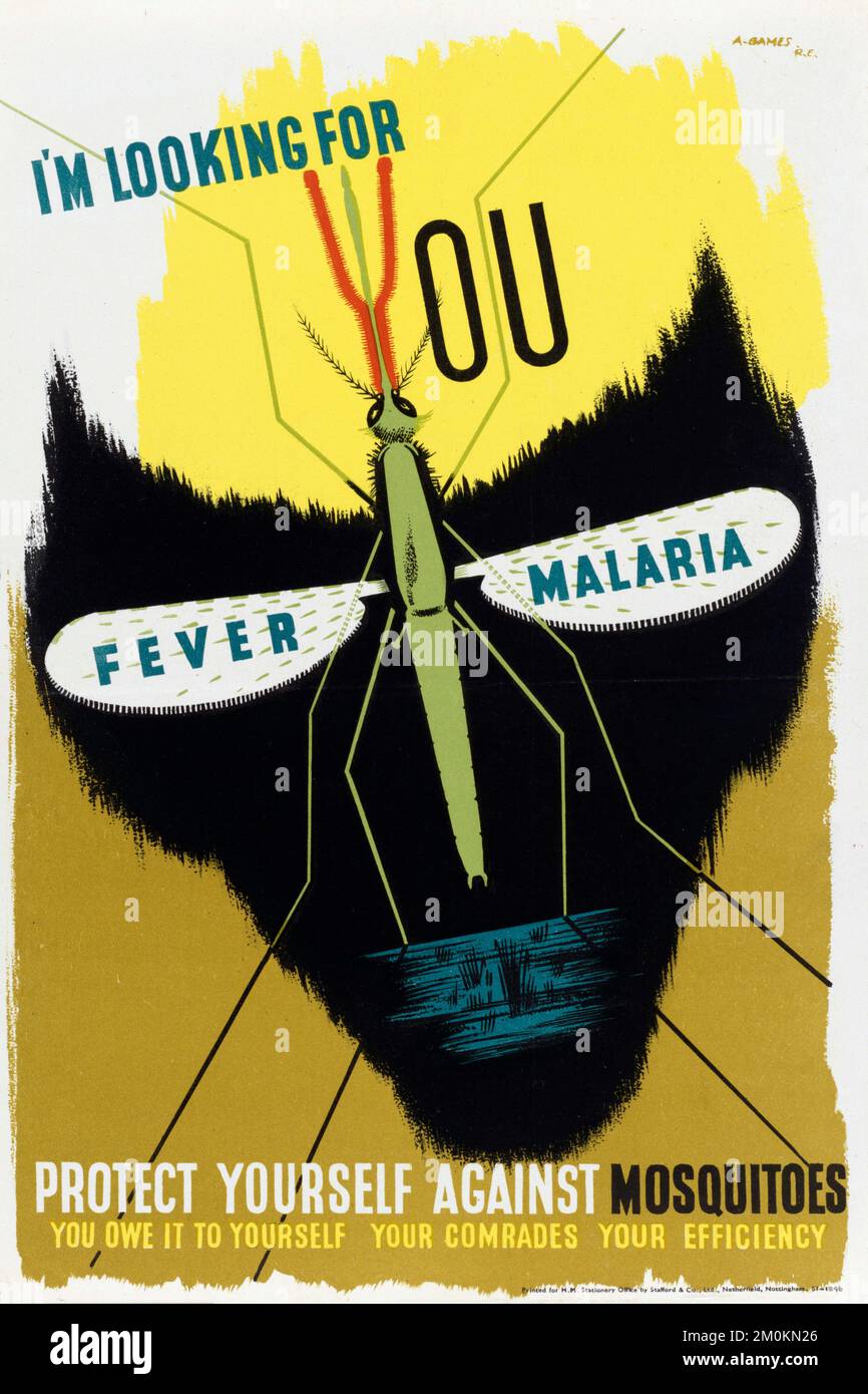 Malaria, World War II poster Stock Photo - Alamy