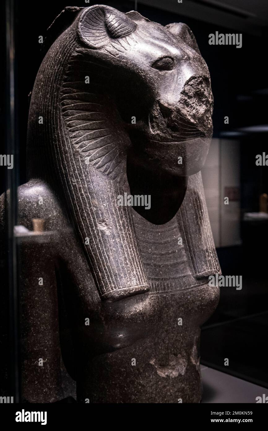 fragment of a statue of the goddess Sekhmet, black granite, 18th ...