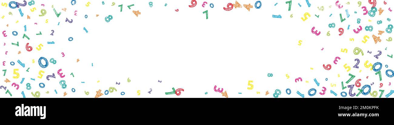 Falling colorful messy numbers. Math study concept with flying digits ...