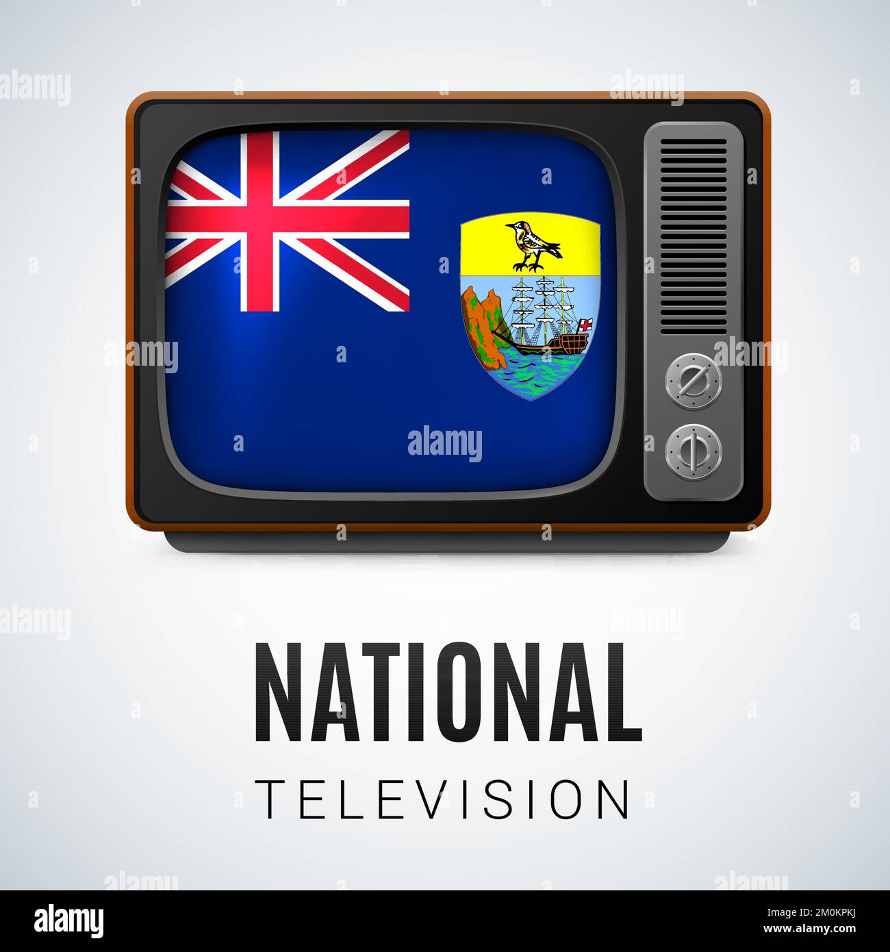 Vintage TV and Flag of Saint Helena as Symbol National Television. TV ...