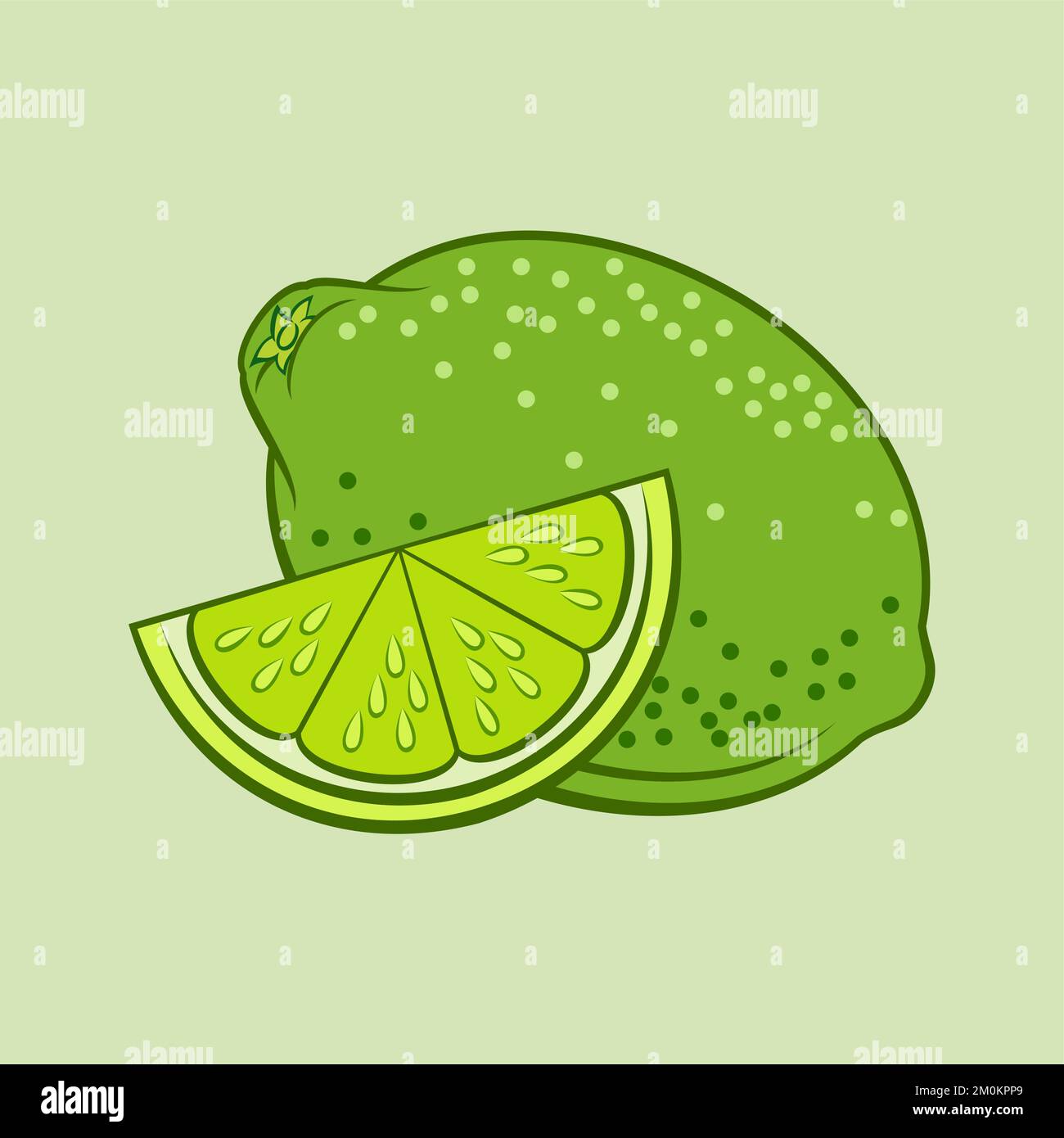 Illustration of Juicy Stylized Whole and Slice Lime. Icon for Food Apps ...