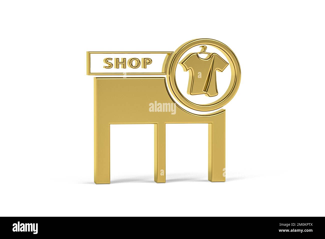 Golden 3d cloth shop icon isolated on white background - 3d render ...