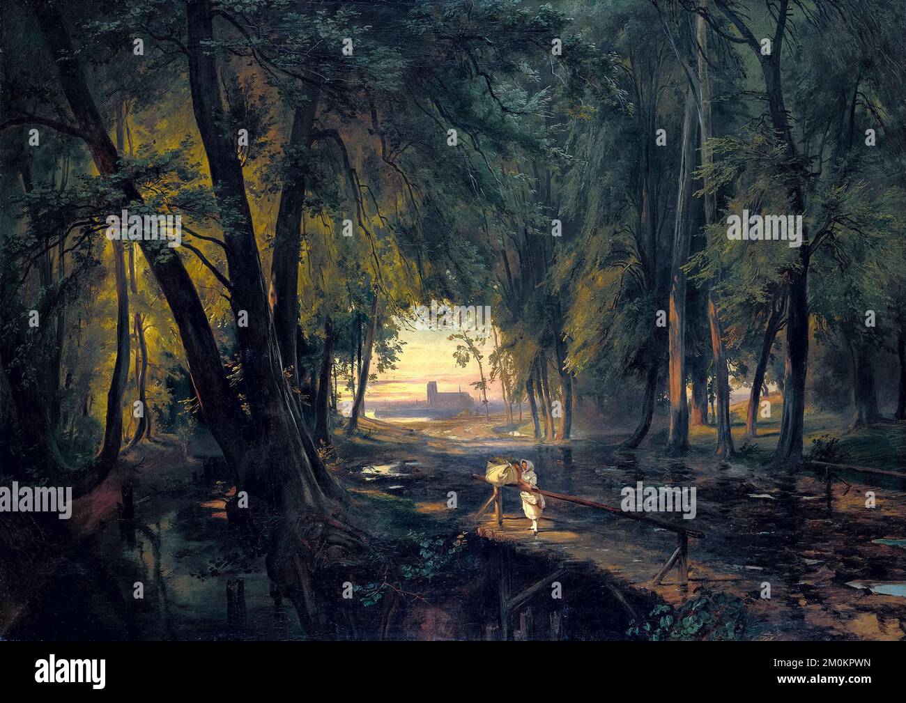 Carl Blechen, Forest path near Spandau, landscape painting in oil on ...