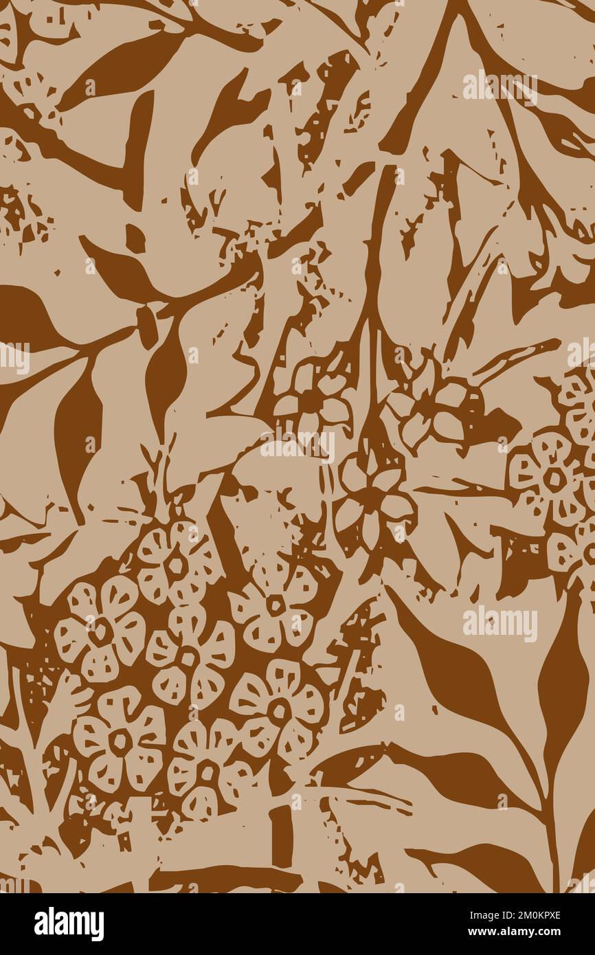 Printable botanical poster. Flowers, leaves in the illustration. Cover ...