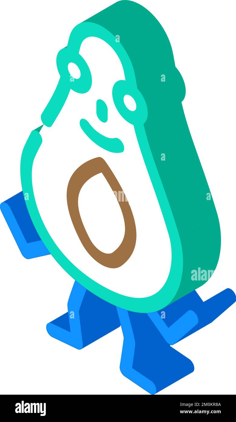 avocado fruit character isometric icon vector illustration Stock Vector ...