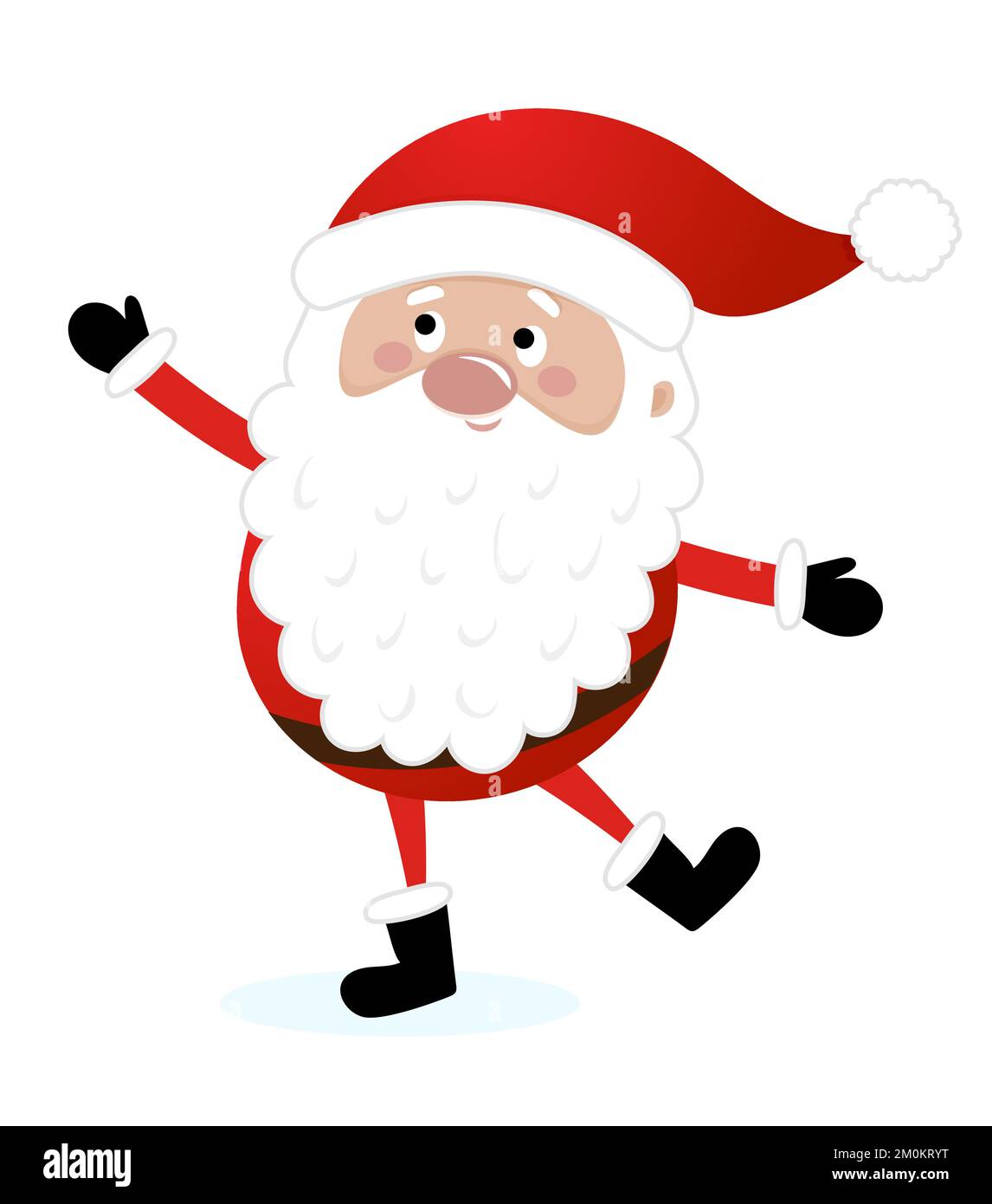 Santa presents something - illustration in cartoon style. Merry ...