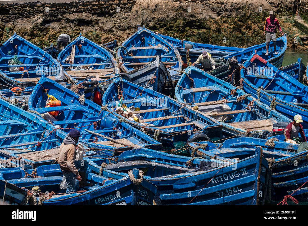 classic Moroccan fishing boats, fishing port, Essaouira, morocco ...