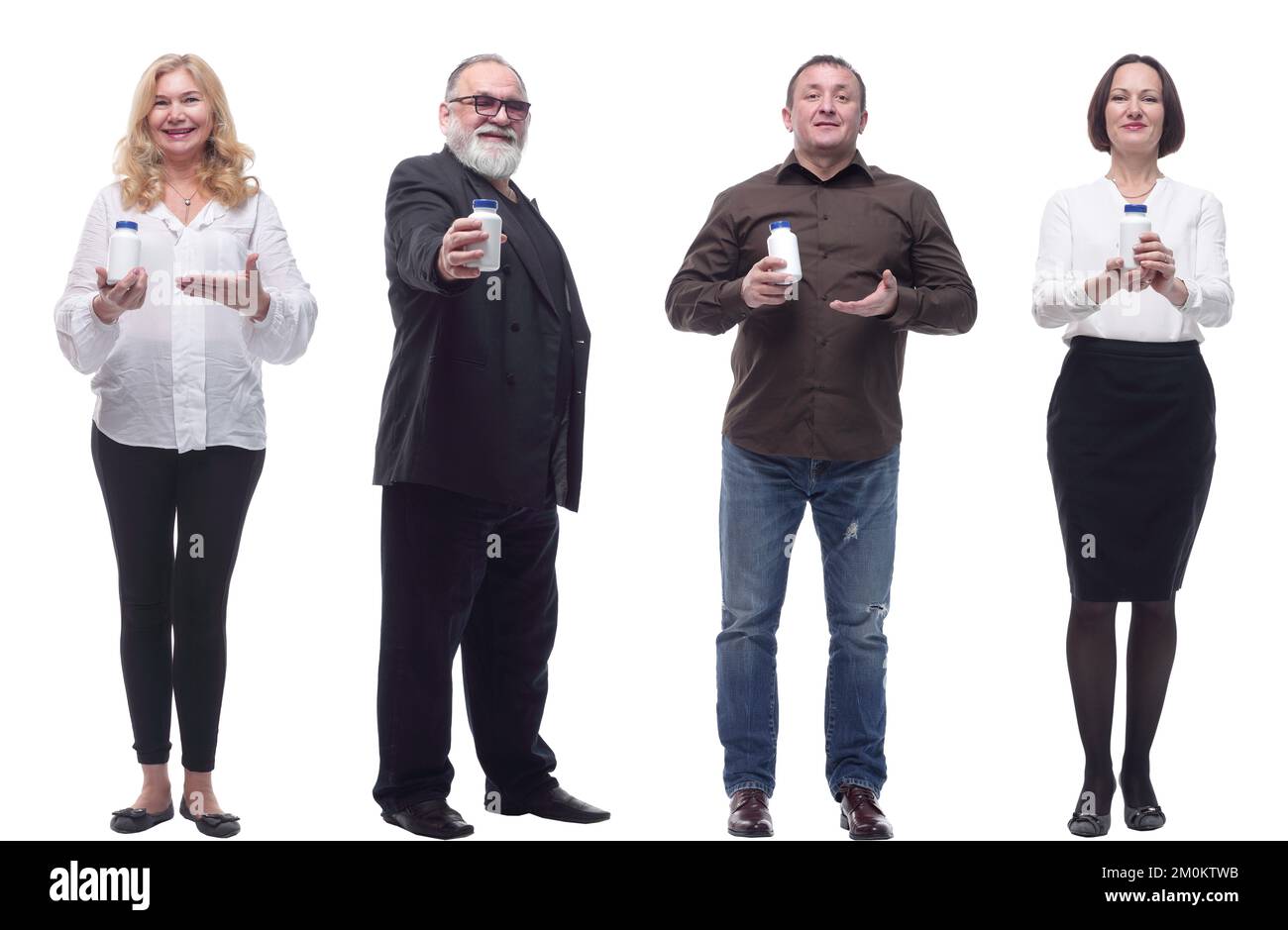group of people taking a pill isolated Stock Photo - Alamy