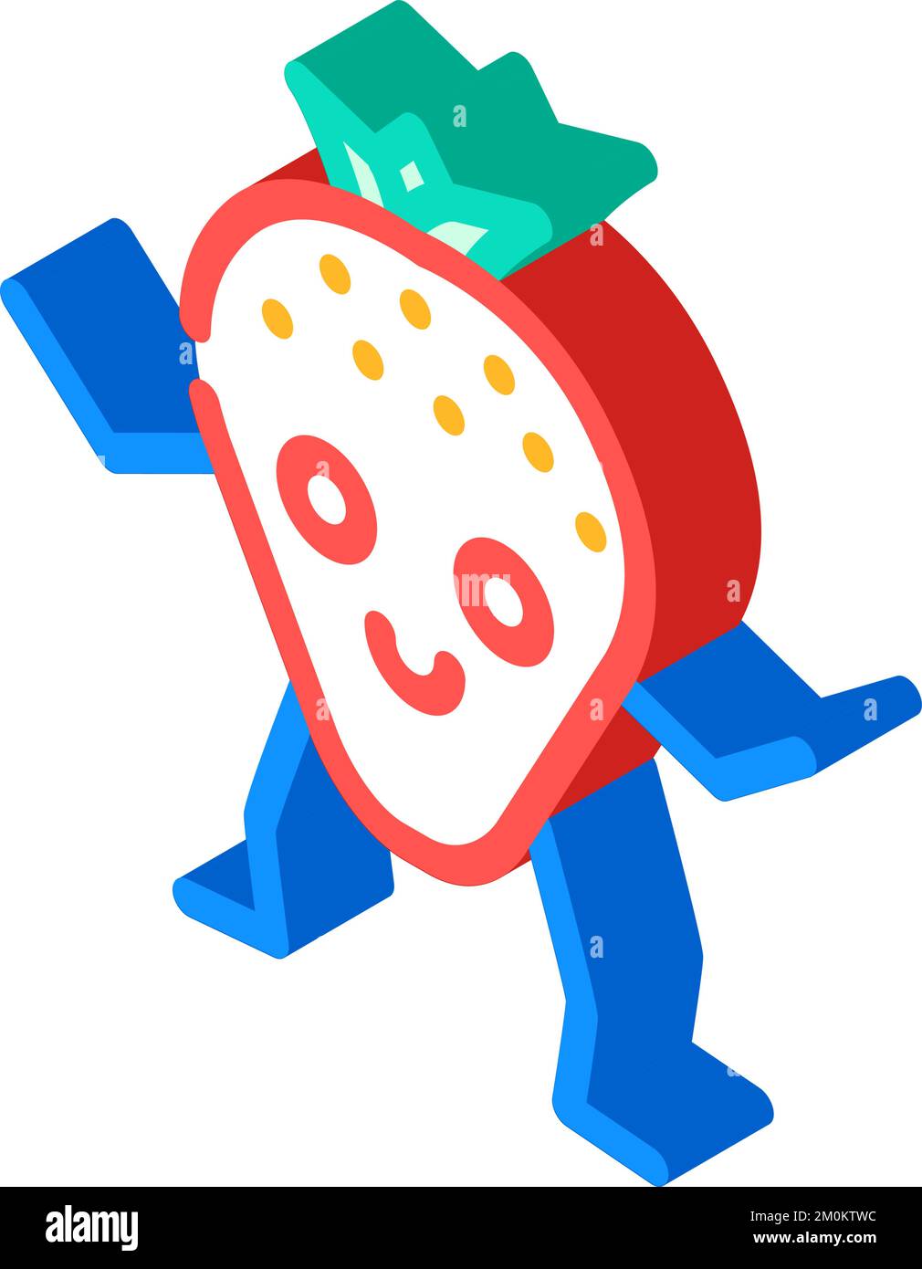 strawberry berry character isometric icon vector illustration Stock ...