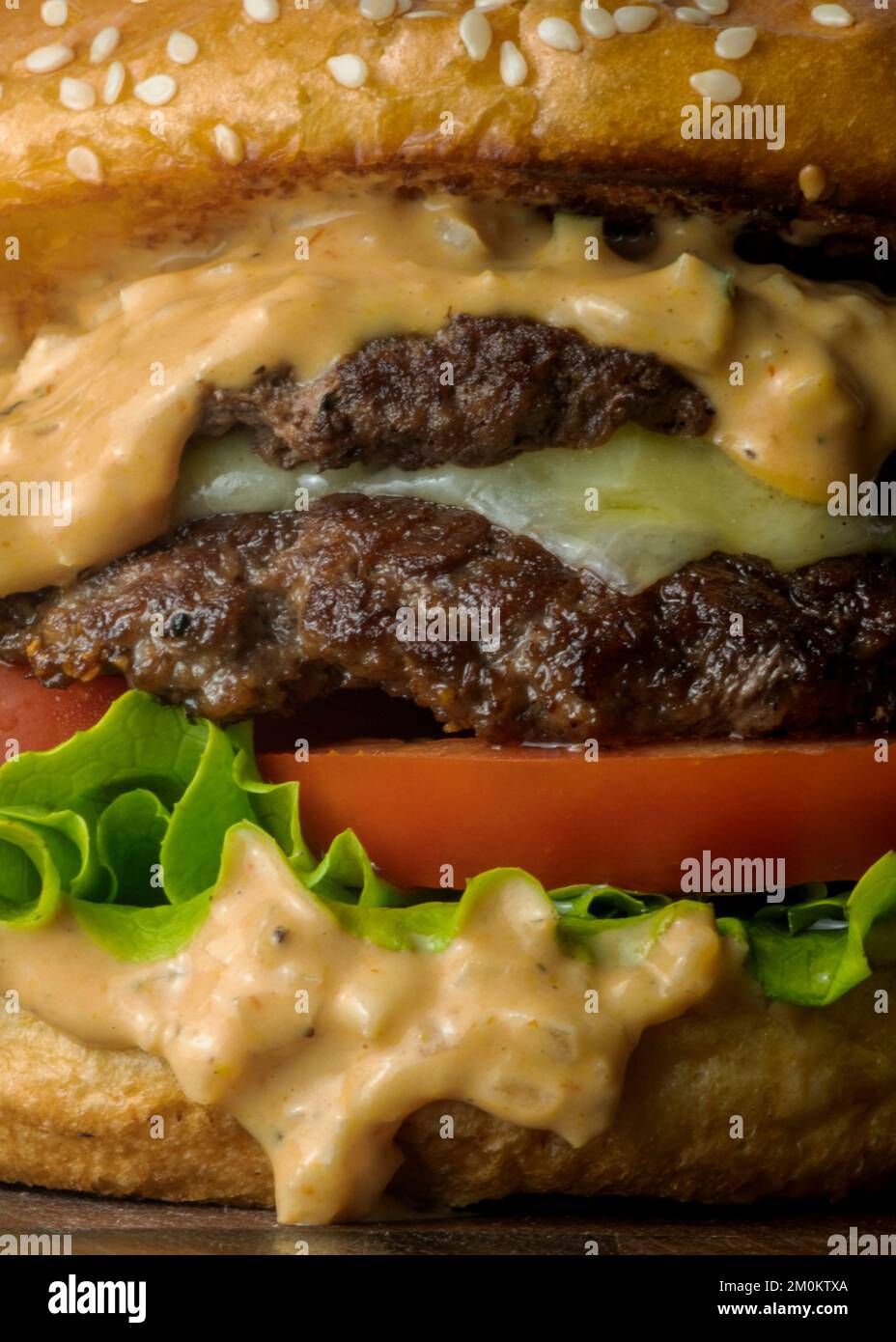 Beef Burger Close Up Stock Photo - Alamy