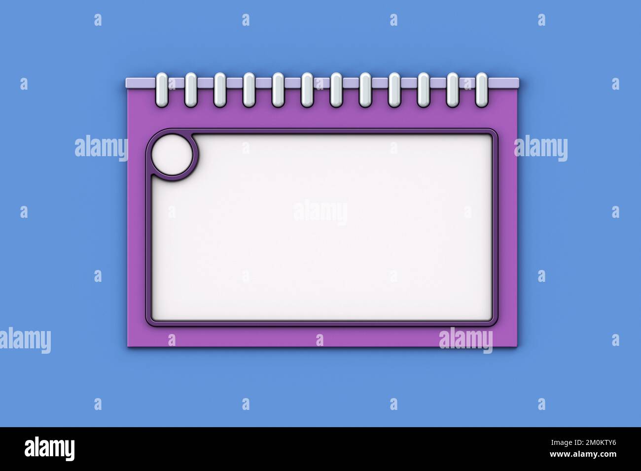 Design template for mockup. Purple paper calendar on blue wall ...