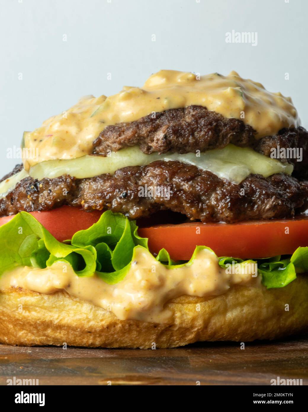 Beef Burger Close Up Stock Photo - Alamy