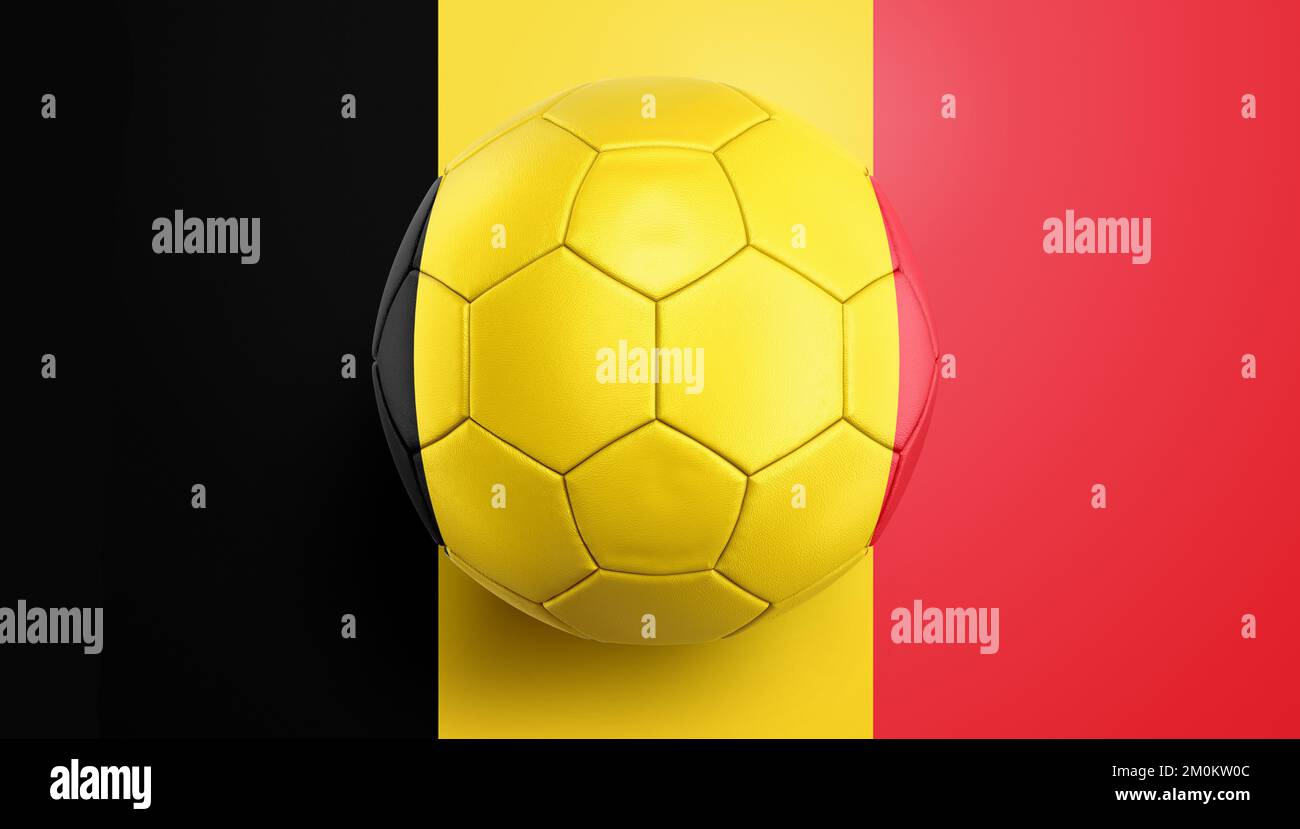 Soccer ball Belgium flag on a Belgium flag background. 3D illustration ...