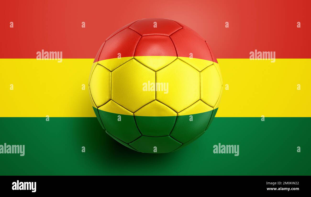 Soccer ball Bolivia flag on a Bolivia flag background. 3D illustration ...