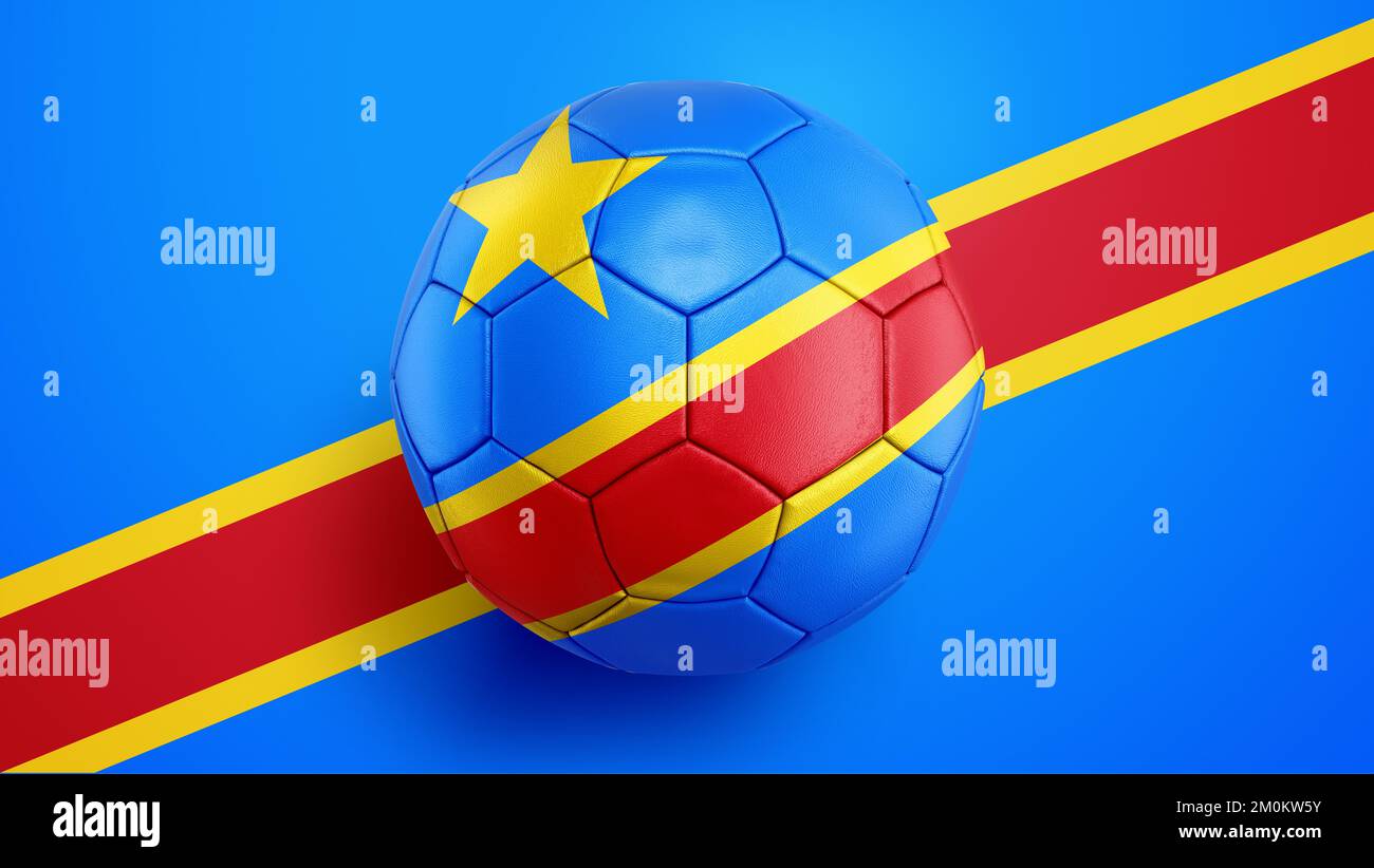 Soccer ball Congo DR flag on a Congo DR flag background. 3D ...