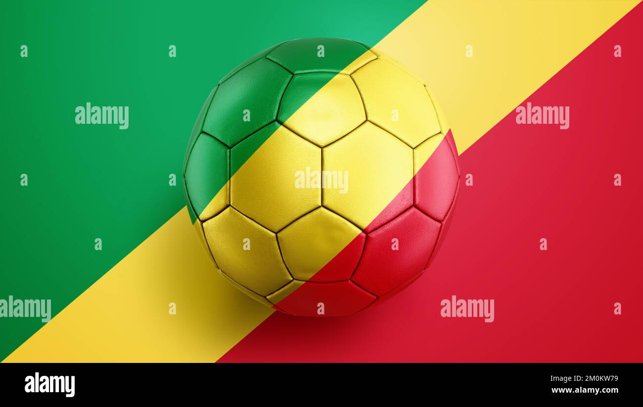 Soccer ball Congo flag on a Congo flag background. 3D illustration ...