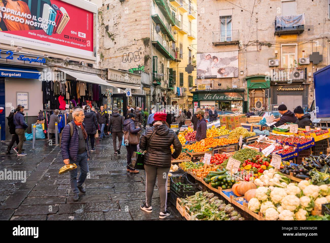 Naples, Italy - December 4, 2022: famous market at Pignasecca district ...