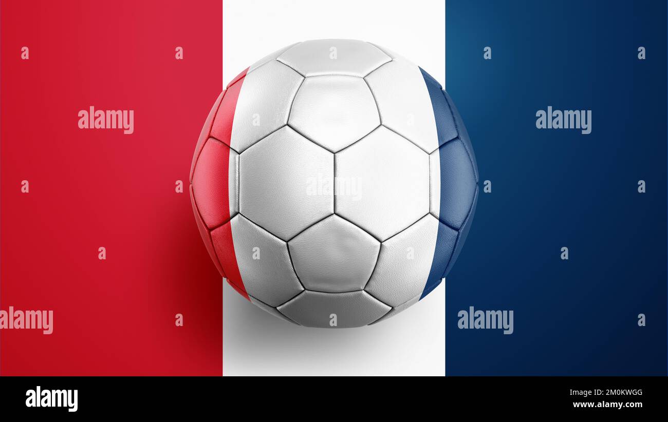 Soccer ball France flag on a France flag background. 3D illustration ...