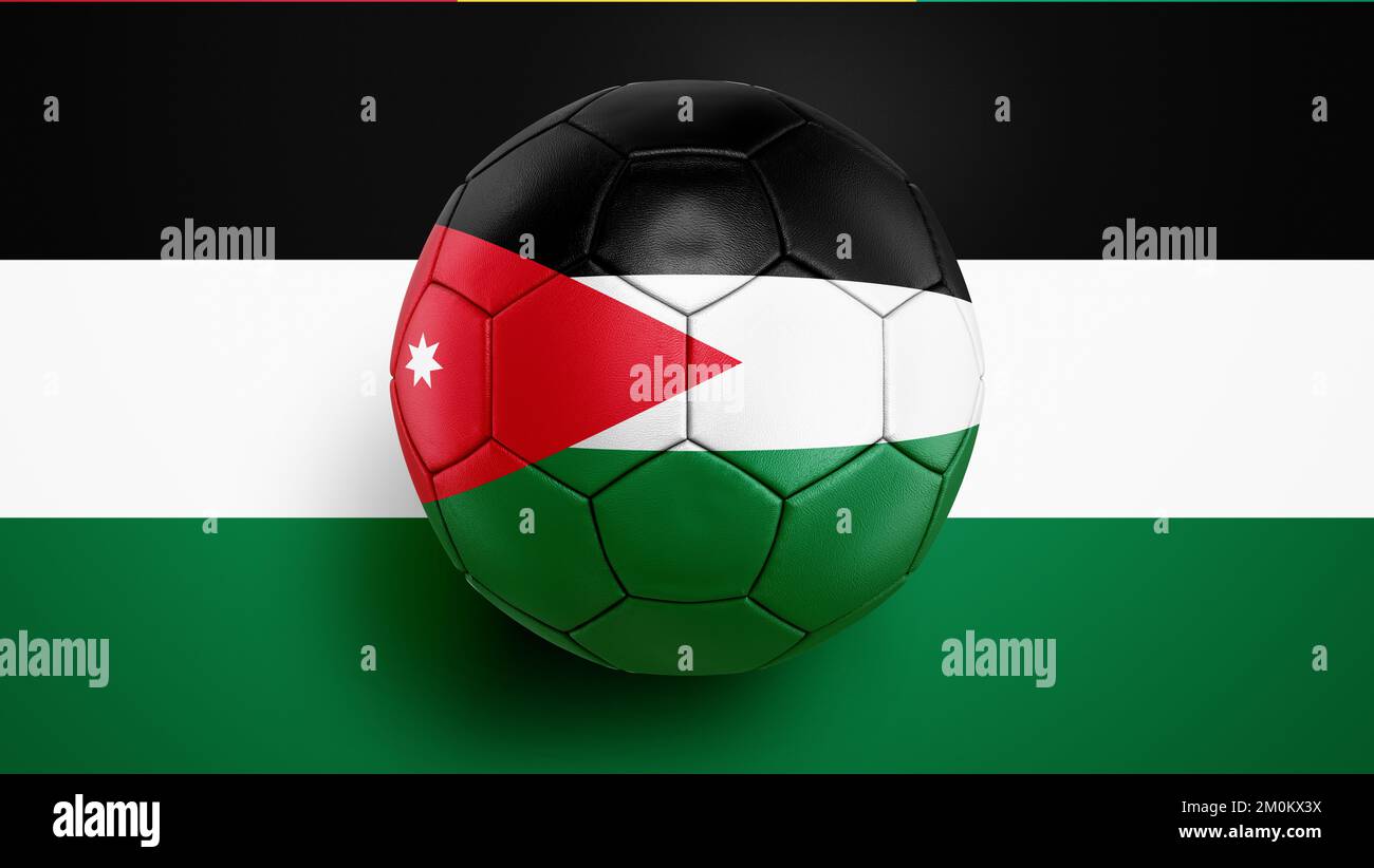Soccer ball Jordan flag on a Jordan flag background. 3D illustration ...