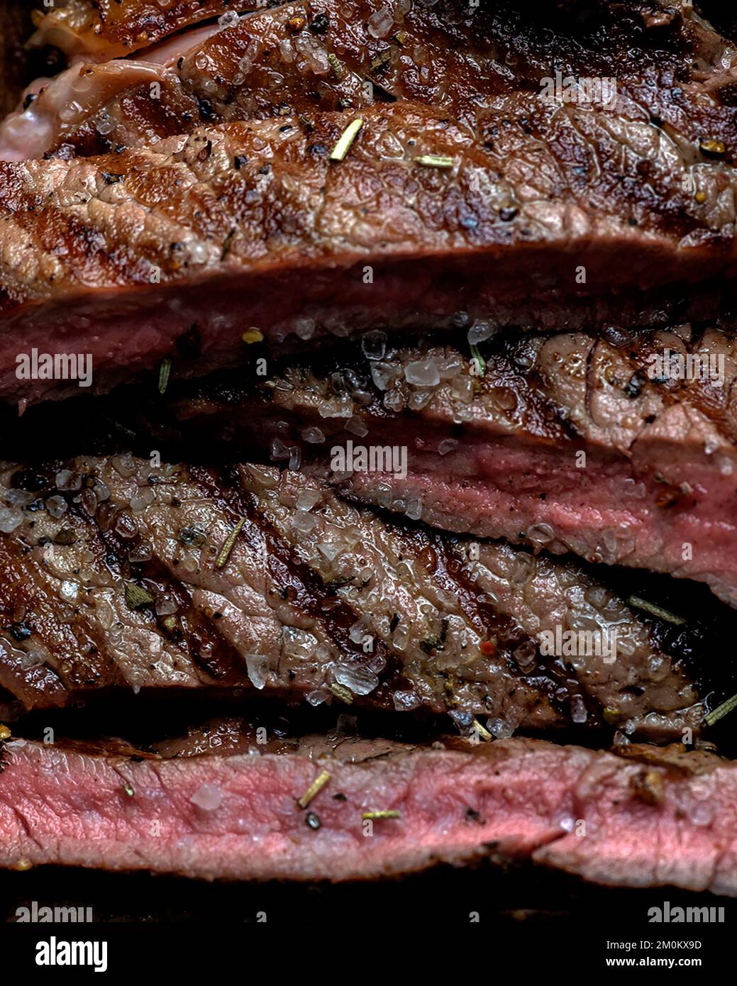 Medium Rare Sirloin Steak Close Up Stock Photo - Alamy