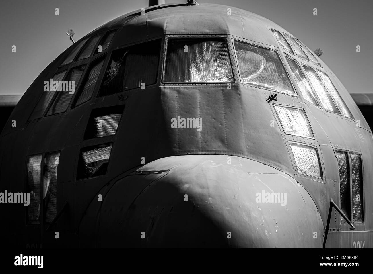 A vertical grayscale of AC-130 military aircraft cargo and gunship ...