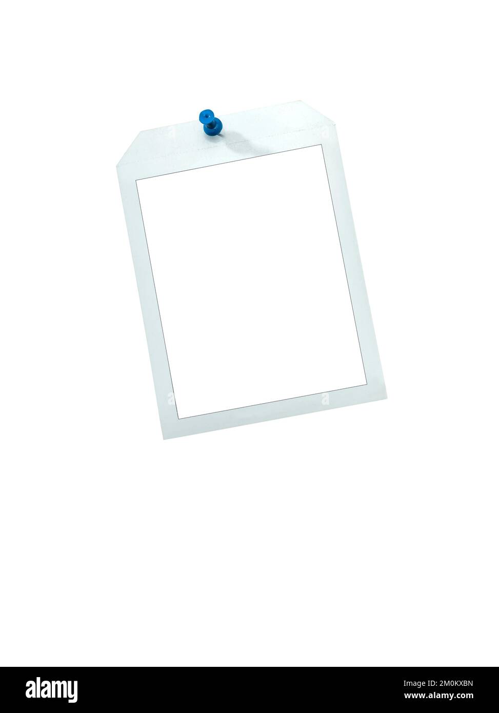 Instant frames hang on wall with colored pins. Isolated on White with ...