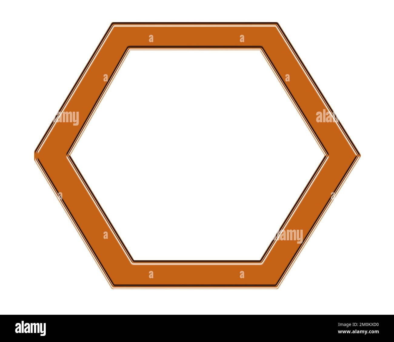 Beautiful illustration of hexagonal wooden frame isolated on plain ...