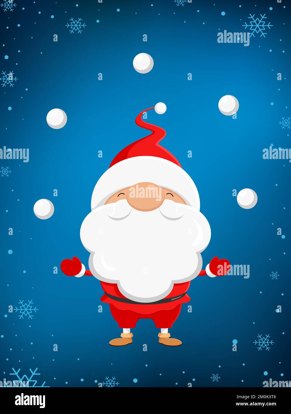 Santa Claus juggling snowballs. Vector illustration Stock Vector Image ...