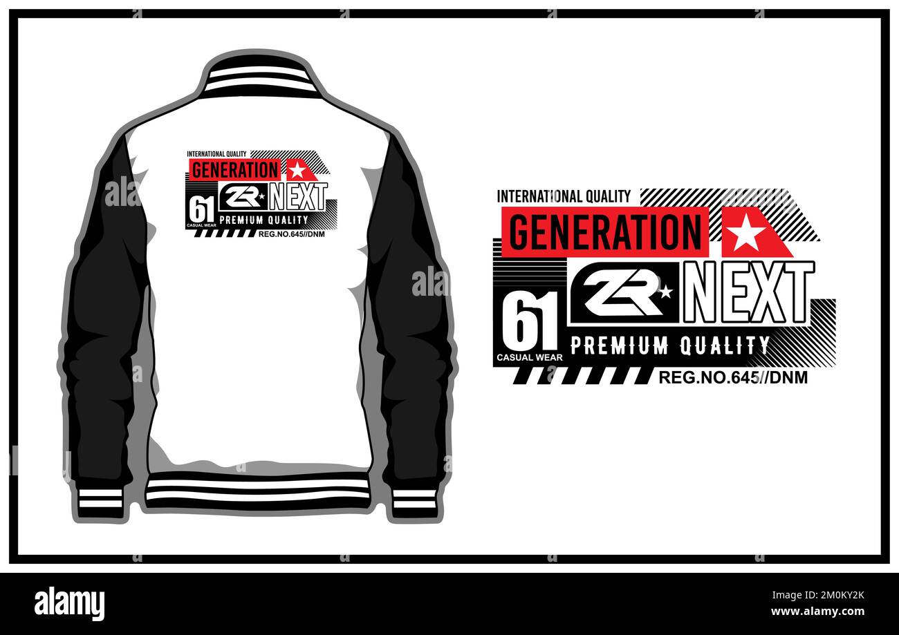 A casual denim jacket art design with editable text Stock Vector Image ...