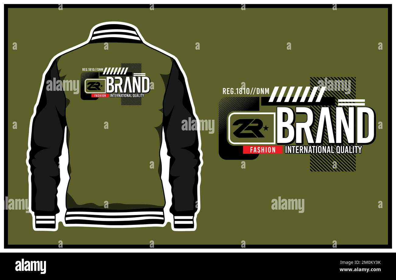 A casual denim jacket art design with editable text Stock Vector Image ...