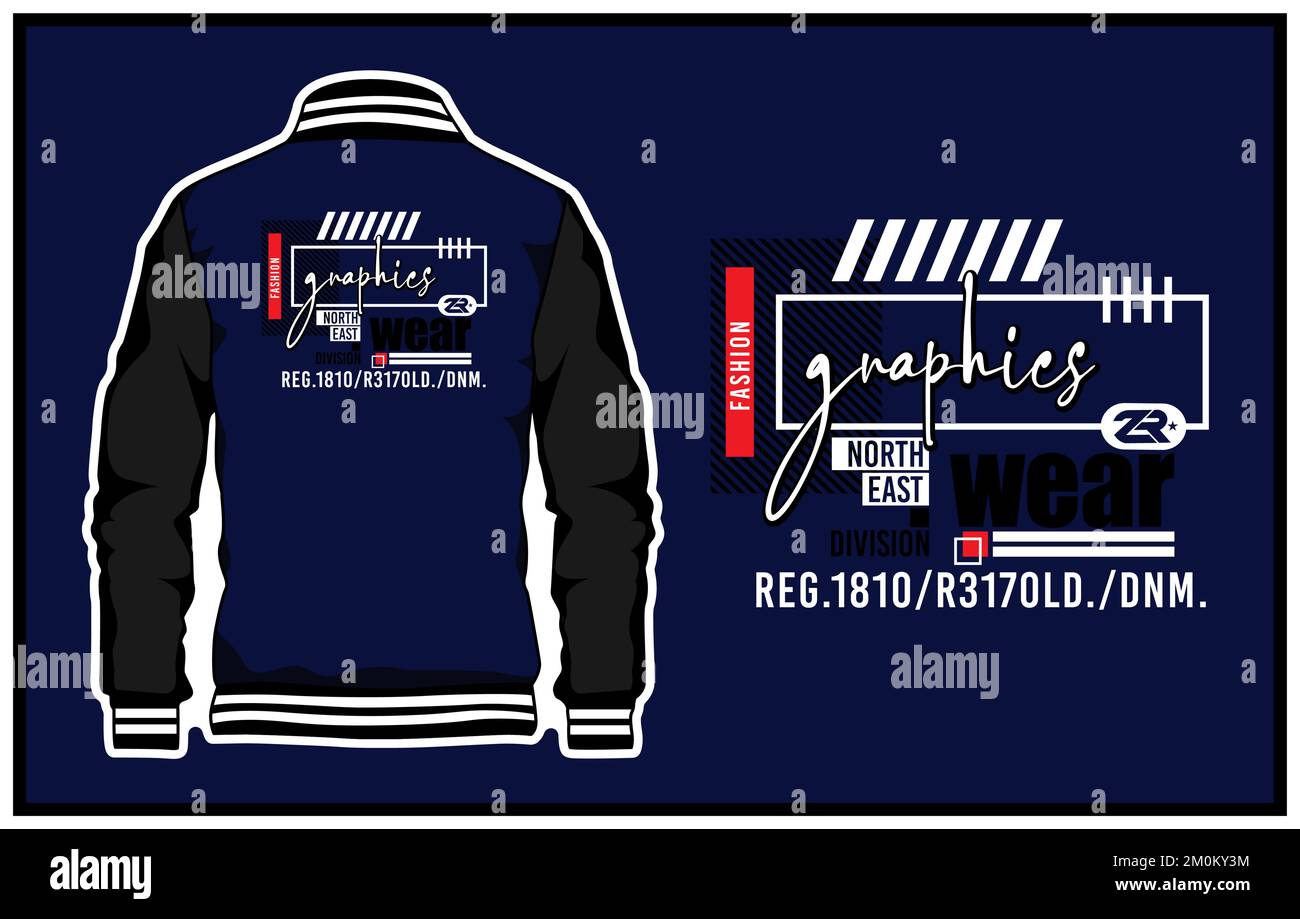 A casual denim jacket art design with editable text Stock Vector Image ...