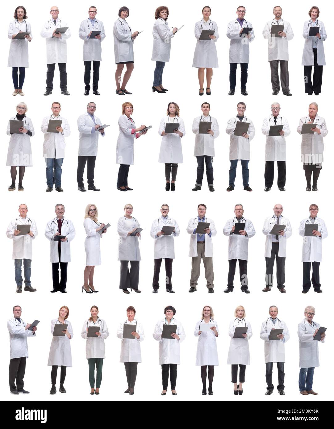 group of doctors in full length isolated on white Stock Photo - Alamy