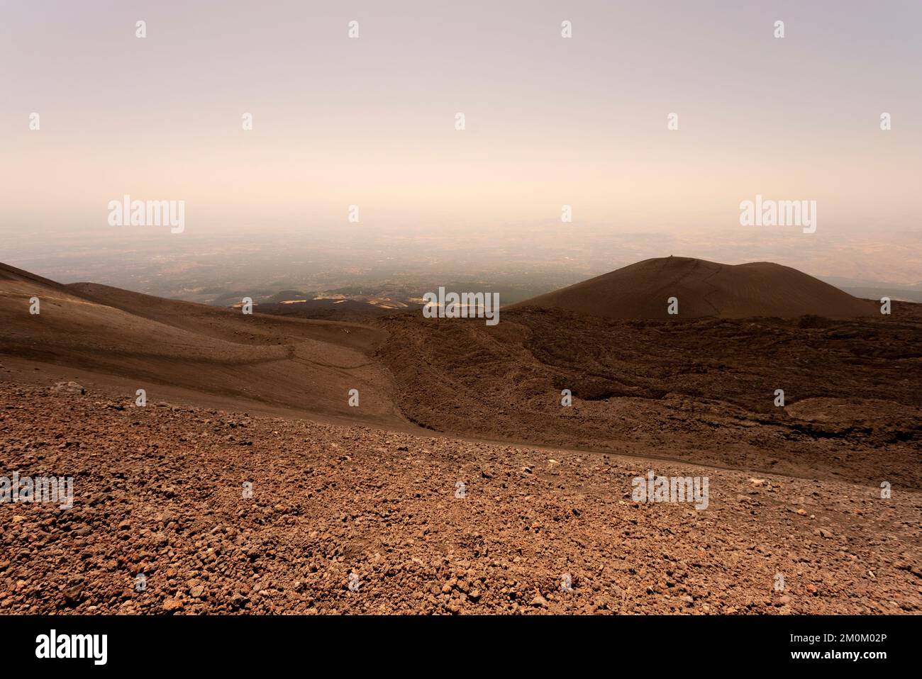 A landscape view of Mount Etna, one of the world's most active ...
