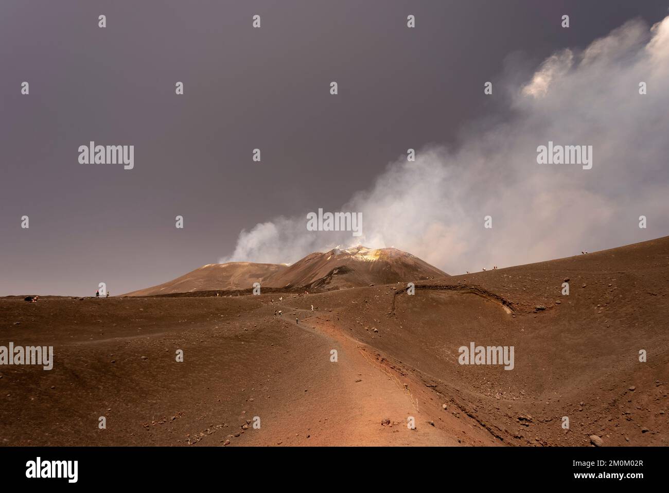 A landscape view of Mount Etna, one of the world's most active ...
