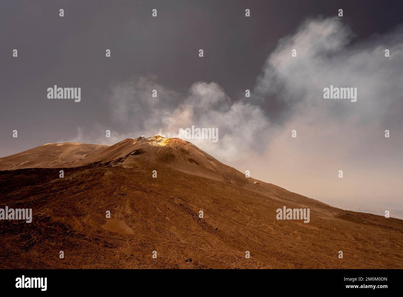A landscape view of Mount Etna, one of the world's most active ...