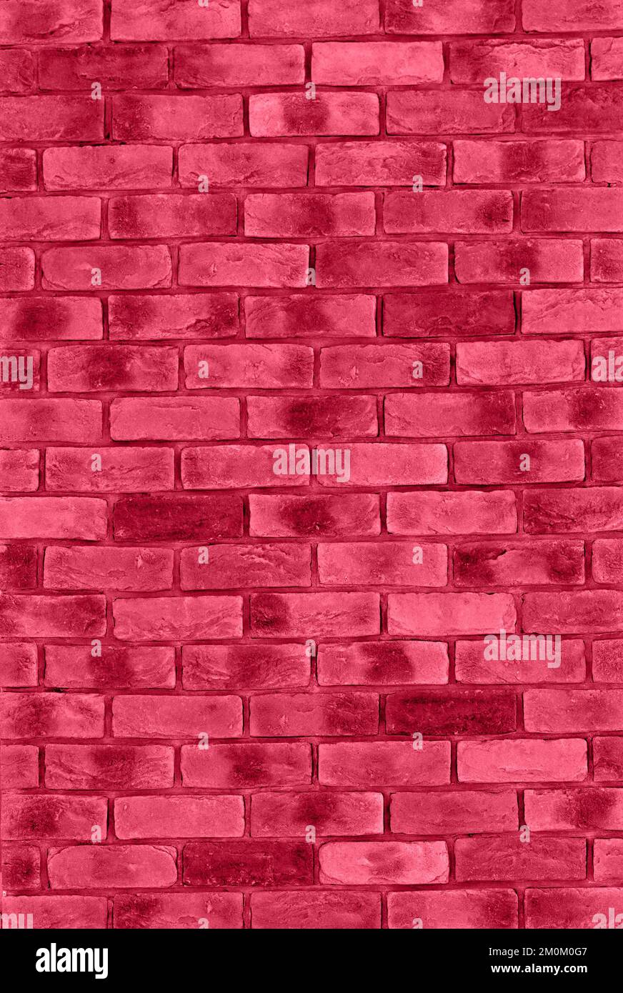 Viva Magenta color of the year 2023 pink red brick wall, vertical ...