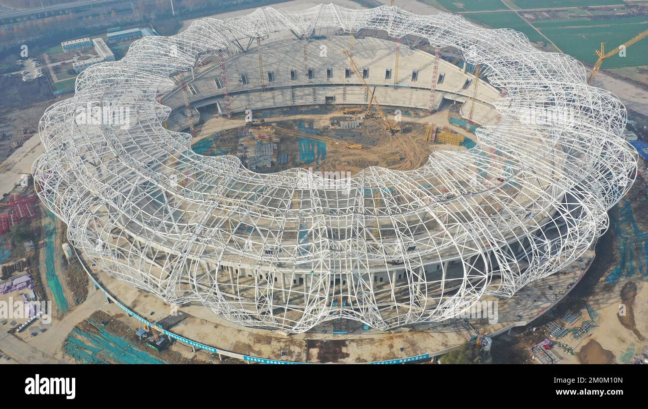 Aerial photos show the Xuchang Sports Exhibition Center Phase I ...