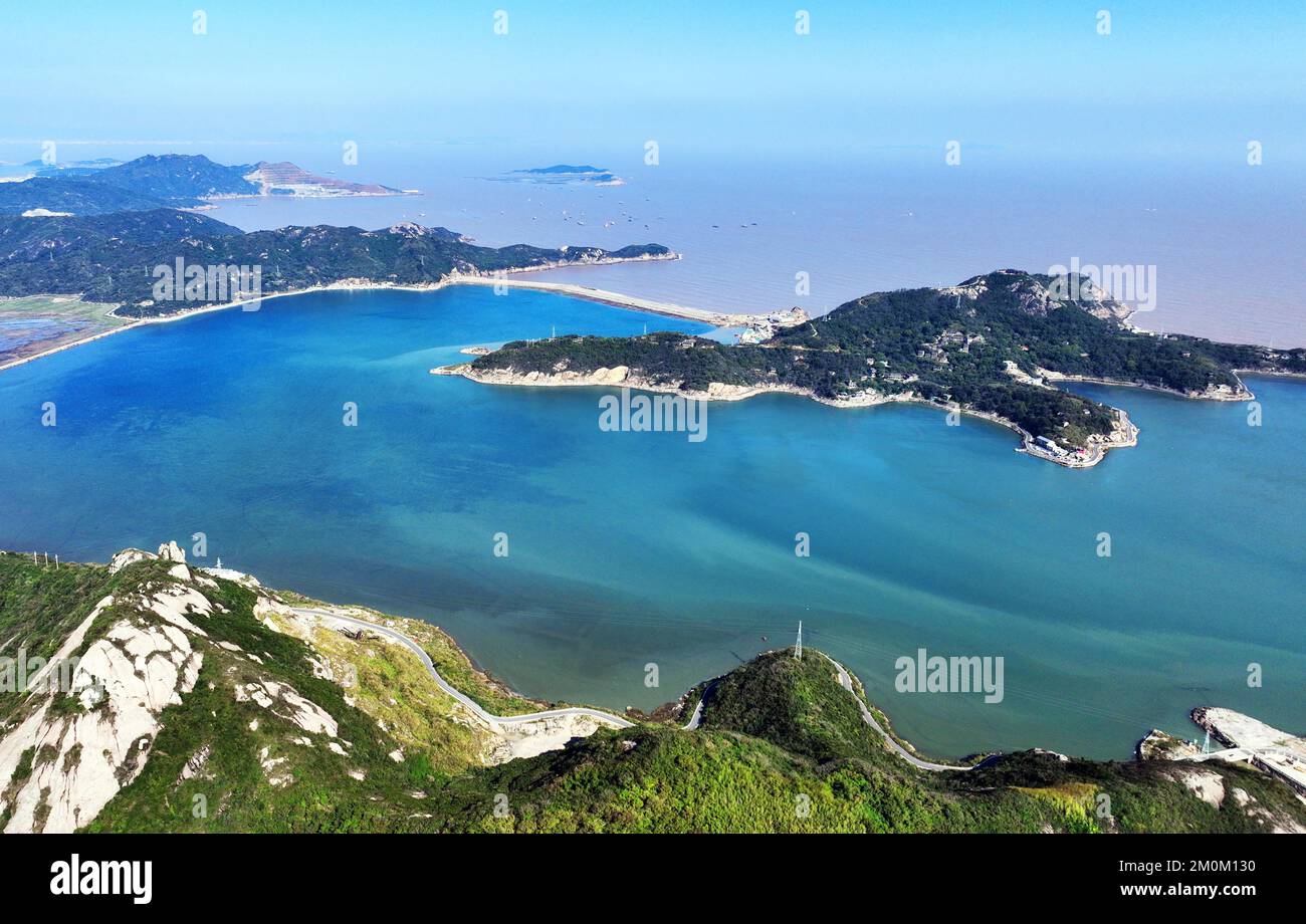 Aerial photo shows the sea-crossing road around Huangjiao Island in ...