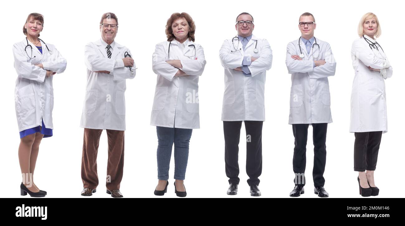 group of doctors in full length isolated on white Stock Photo - Alamy