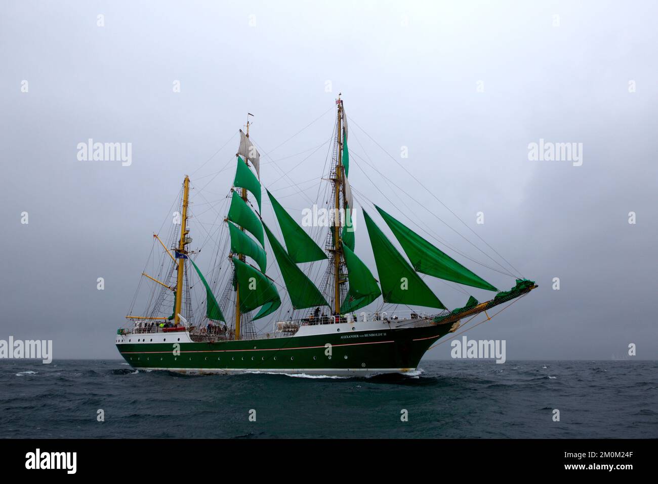 German tall ship Alexander von Humboldt II under grey skies Stock Photo ...